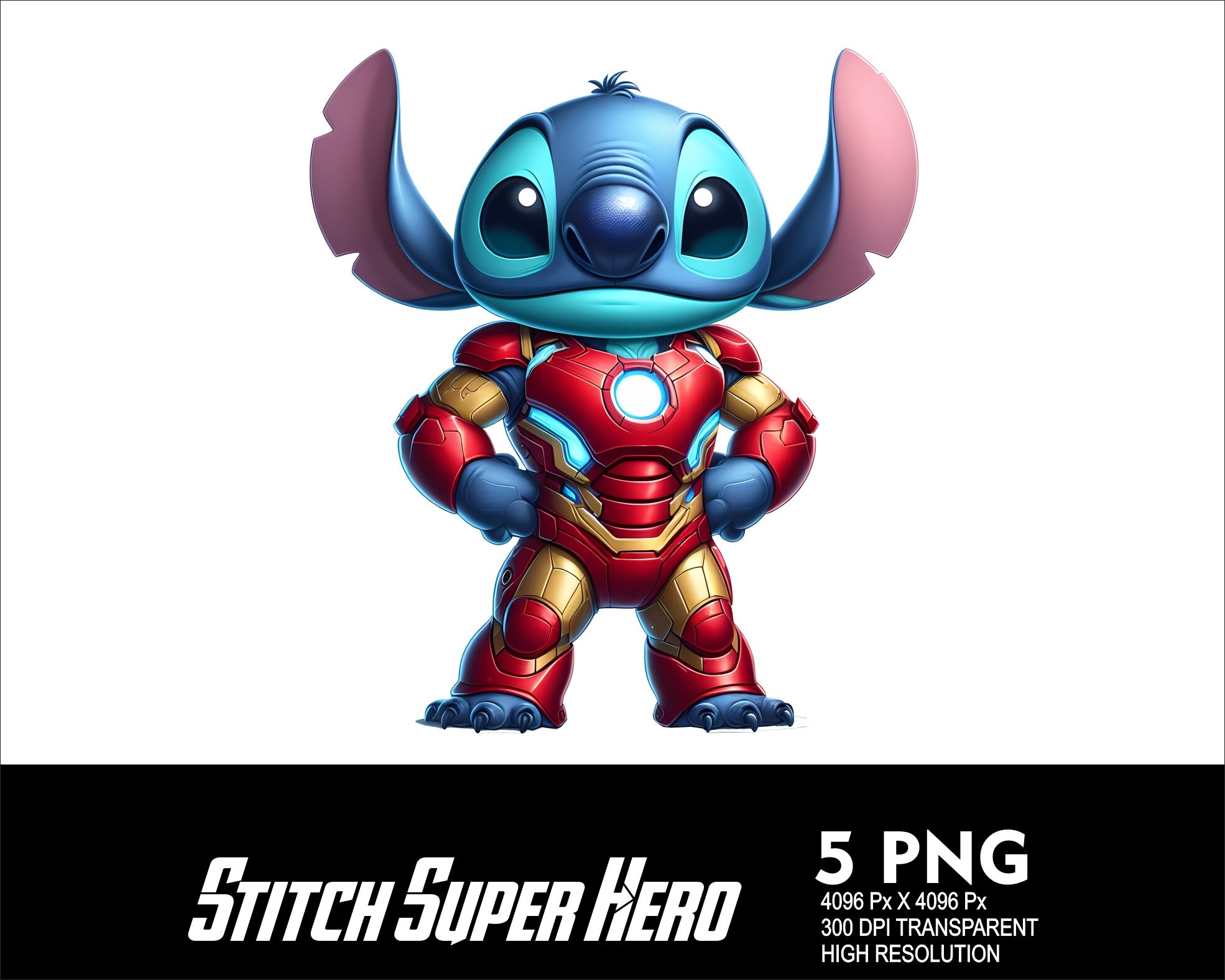10 PNG Super Hero Bundle Stitch Splash and Watercolor Transparent PNG ...