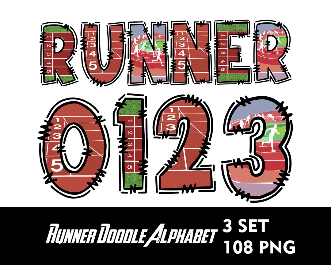 Running Alphabet Letters BUNDLE 3 Set Png Run Track Line Letters Runer ...
