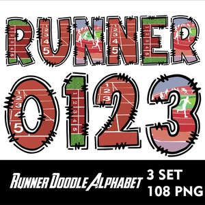 Running Alphabet Letters BUNDLE 3 Set Png Run Track Line Letters Runer ...