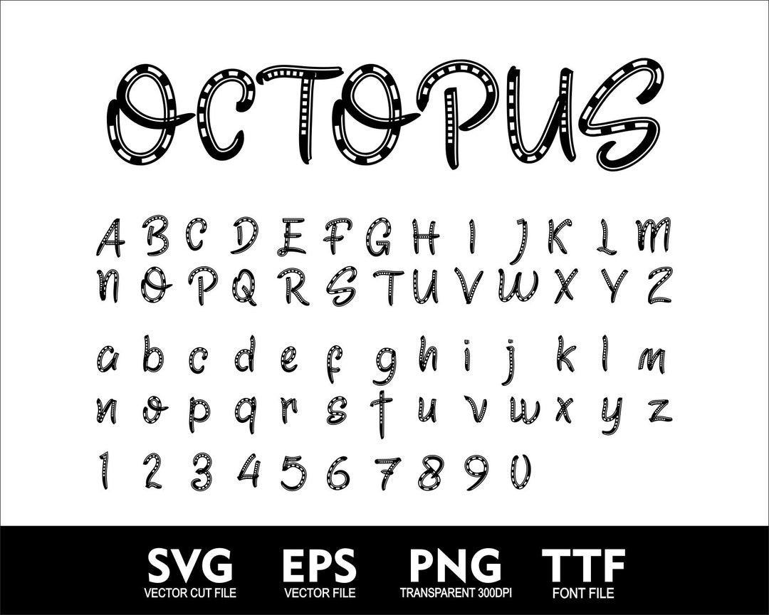 Tentacle Letters SVG Octopus Font Tentacle Alphabet Font Ocean Life ...