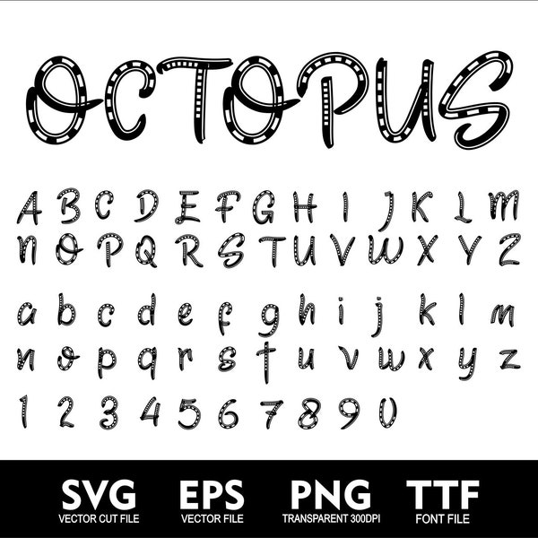 Tentacle Alphabet Svg - Etsy
