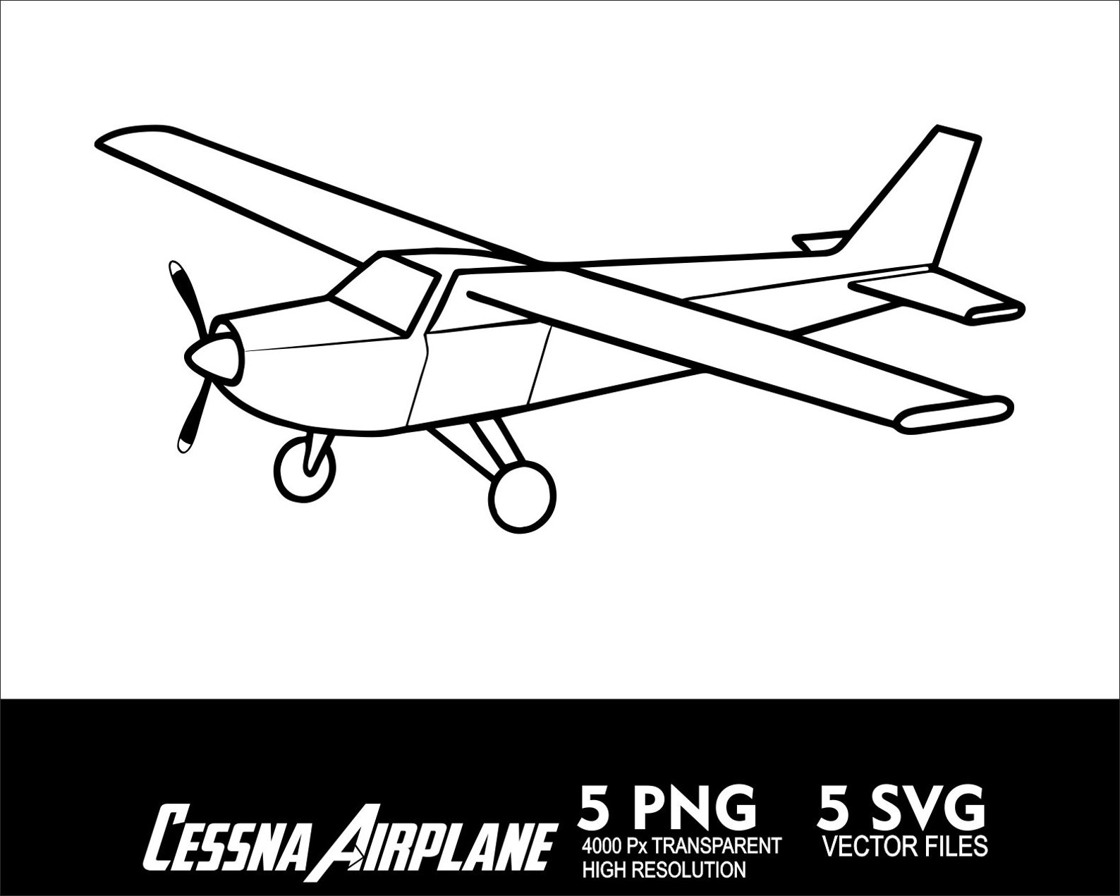 Airplane Cessna Line Art 5 PNG 5SVG Design Transparent PNG File for ...