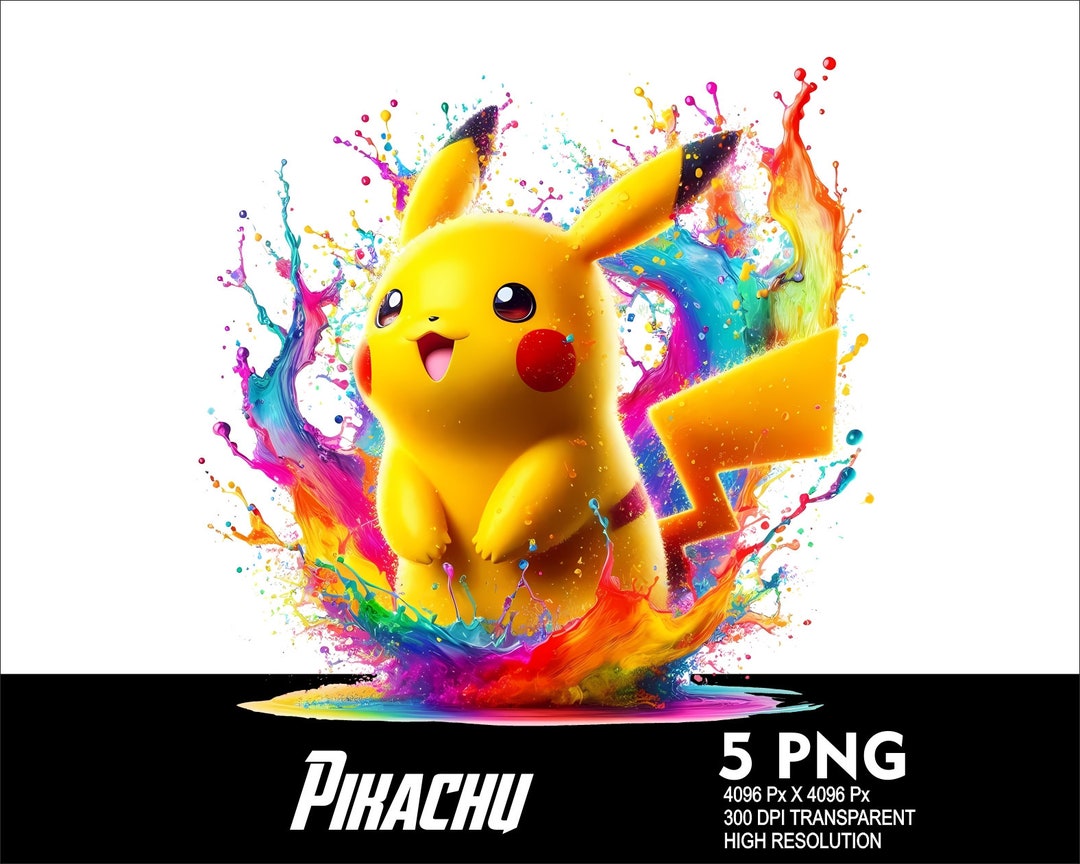 5 PNG Pikachu Splash and Watercolor Transparent Png File for ...