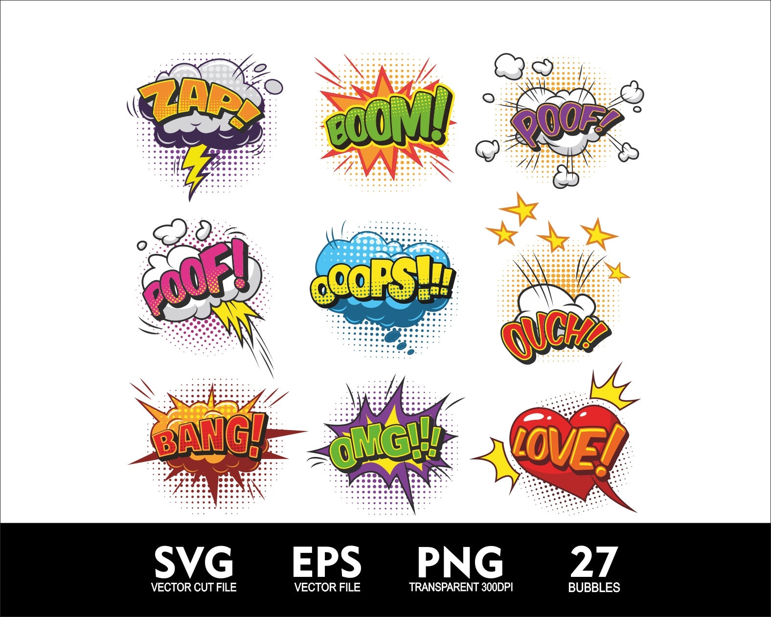 Comic Font SVG Comic Bubbles Clipart Kids Font Comic Svg Png Eps Ai ...
