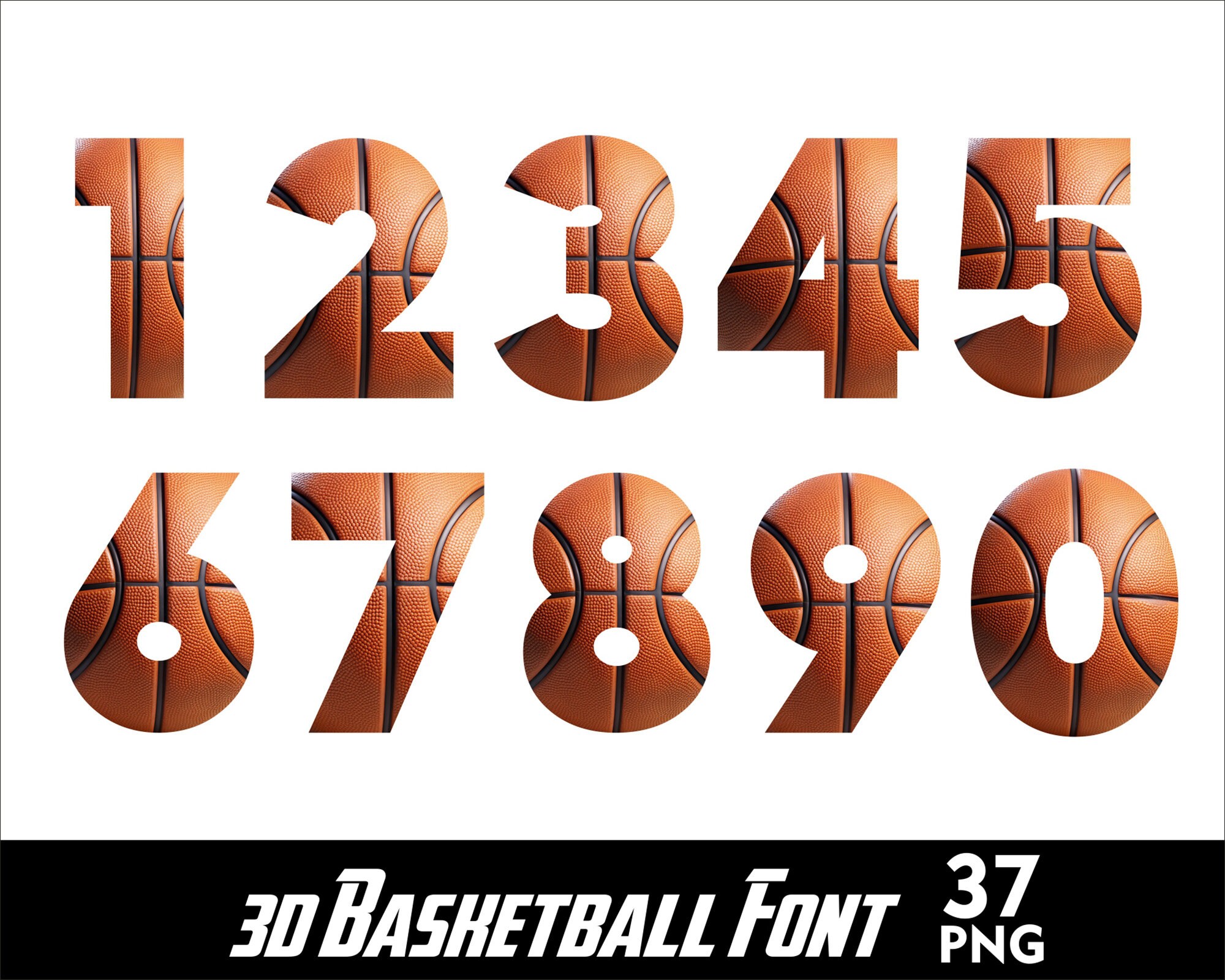 Basketball Texture Letters Sports Alphabet and Numbers Set PNG Sports ...
