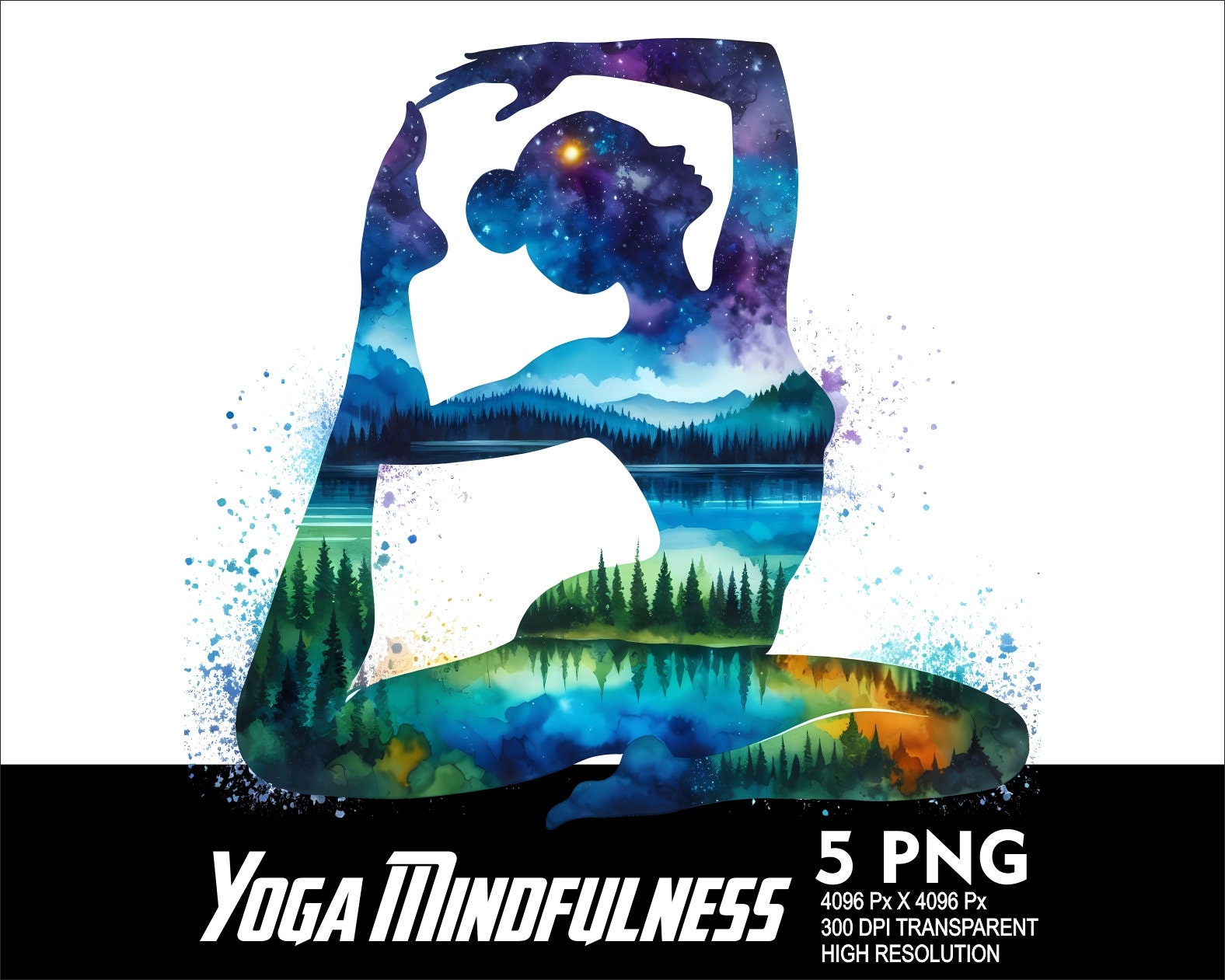 5 PNG Woman Yoga Meditation Art Mindfulness Design Splash Transparent ...