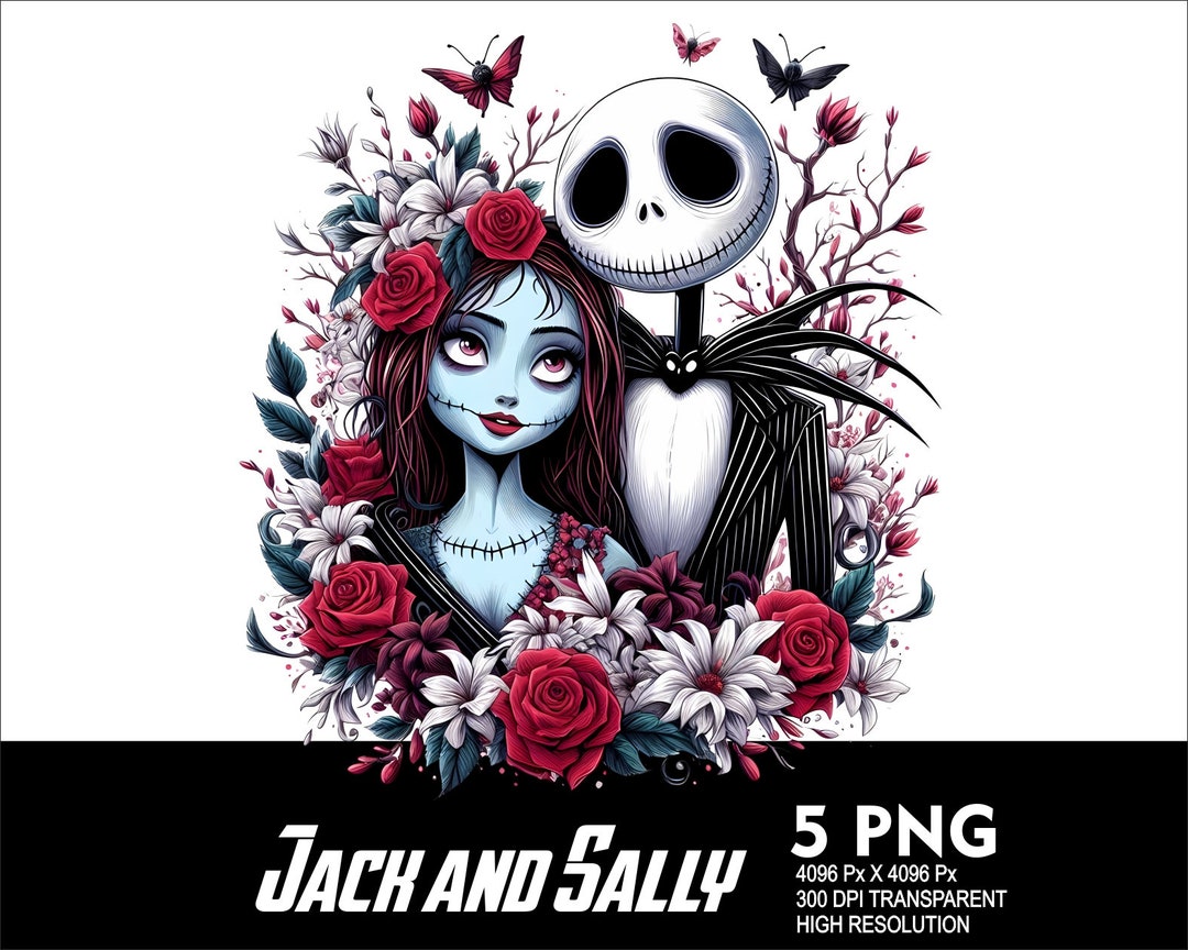 5 PNG Jack and Sally Flowers Splash Transparent PNG File for ...