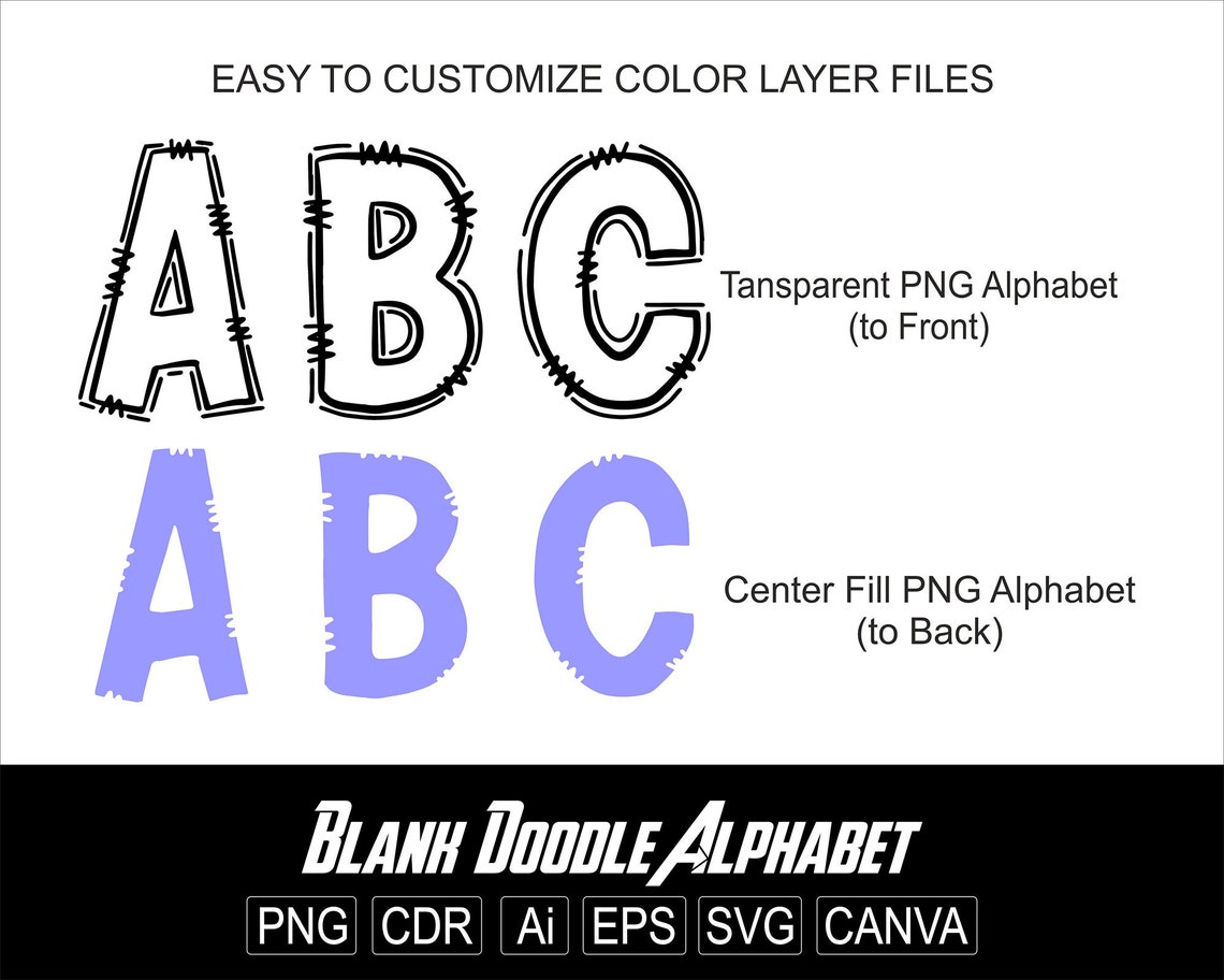 Blank Doodle Letters PNG Transparent Doodle Alphabet Hand Drawn Letters ...