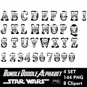 Star Wars Alphabet Bundle 4 Set Png Doodle Letters Darth Vader Jedi RD2 ...
