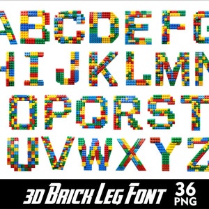 Brick Alphabet Puzzle Font PNG Letters Brick Font Brick Letters and ...