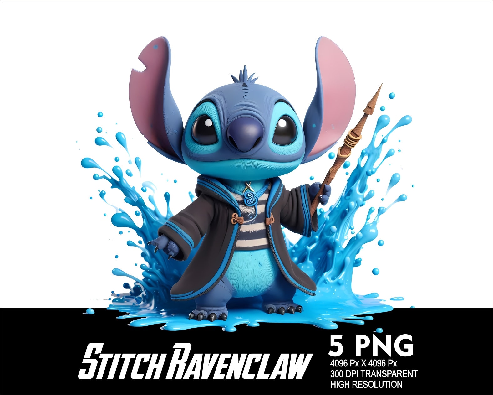 5 PNG Potter Stitch Ravenclaw Splash Transparent PNG File Sublimation ...