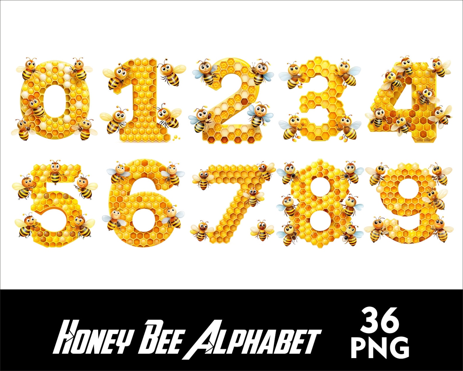 Honey Bee Alphabet Kids Alphabet Png Cute Bee Letters Birthday Alphabet ...