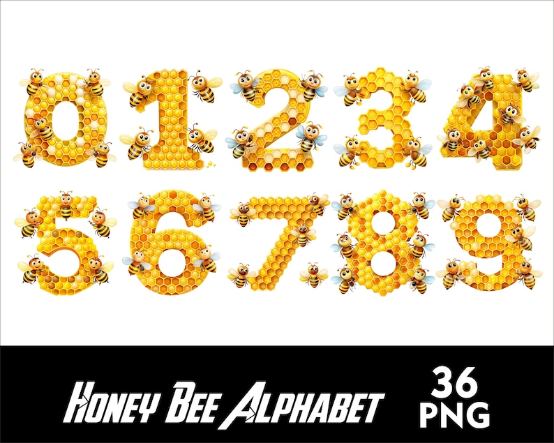 Honey Bee Alphabet Kids Alphabet Png Cute Bee Letters Birthday Alphabet ...
