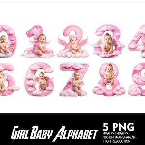 Baby Alphabet Pink Baby Font PNG Party Letters and Numbers for ...