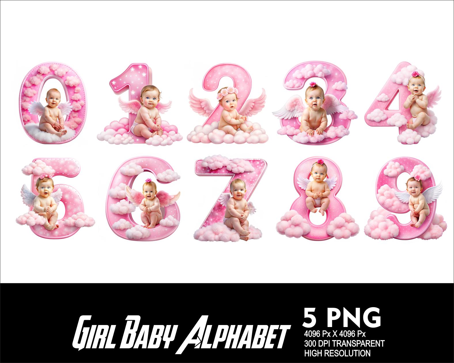 Baby Alphabet Pink Baby Font PNG Party Letters and Numbers for ...
