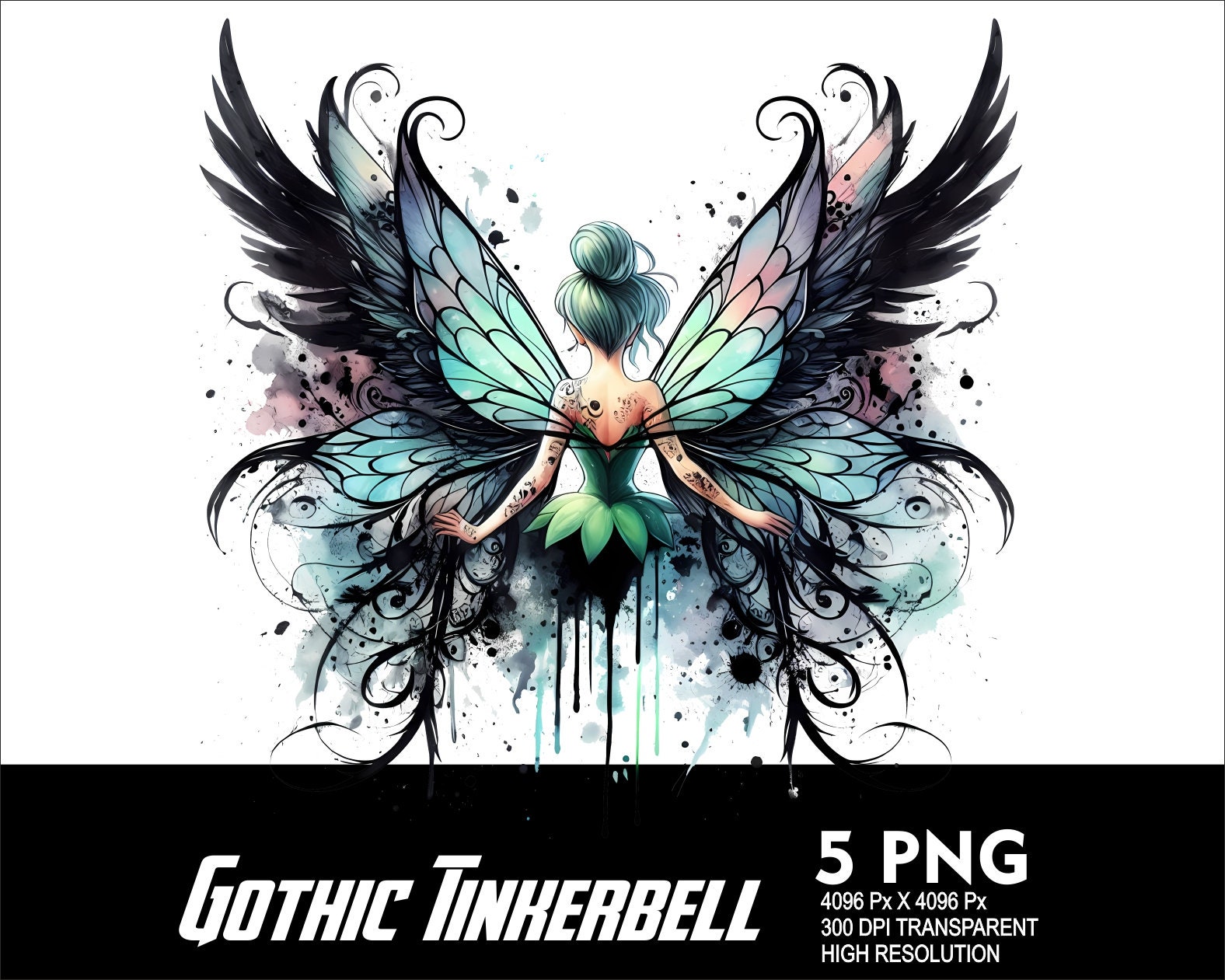 5 PNG Gothic Tinker Fairy PNG Cute Dark Princess Design Splash and ...