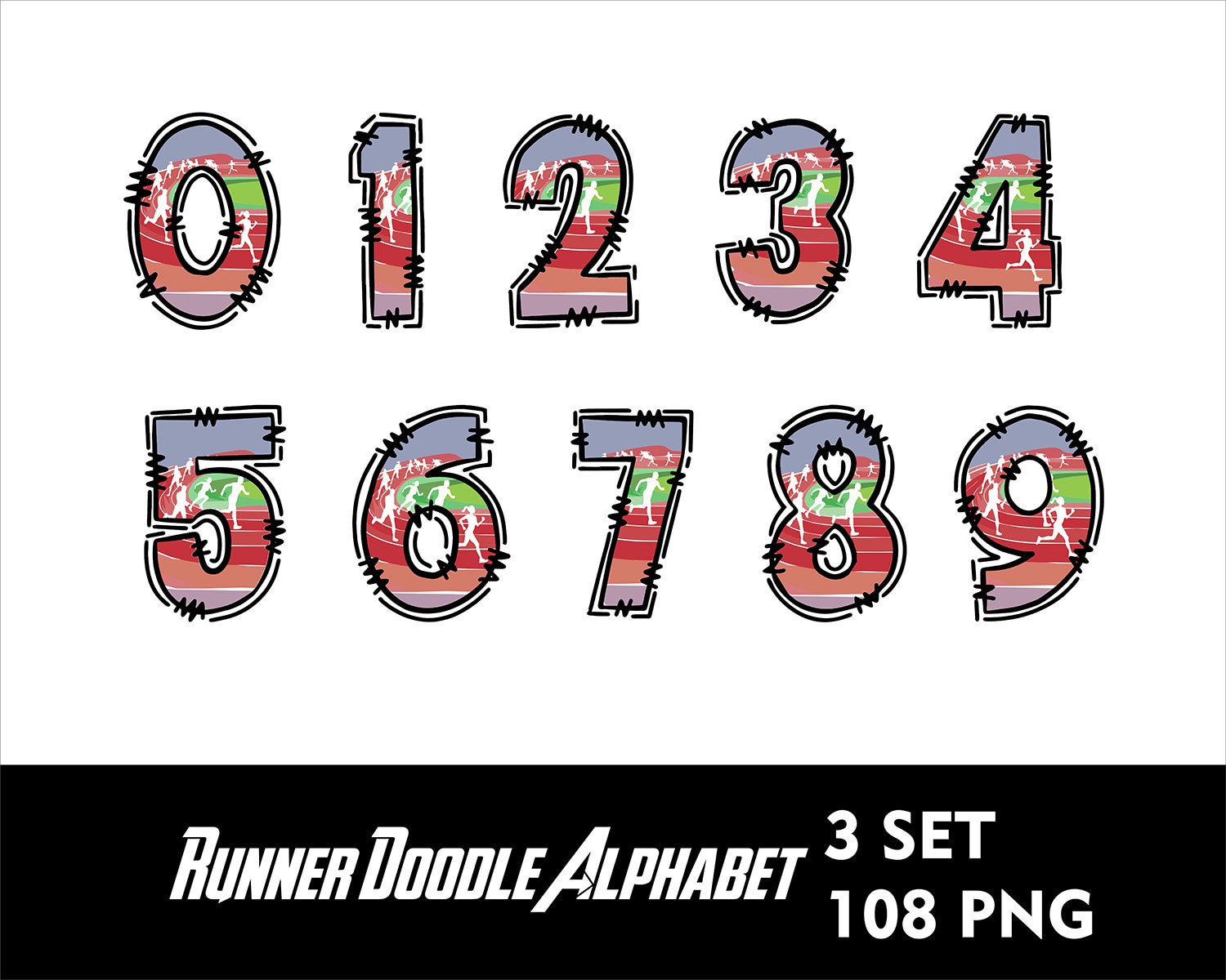 Running Alphabet Letters BUNDLE 3 Set Png Run Track Line Letters Runer ...