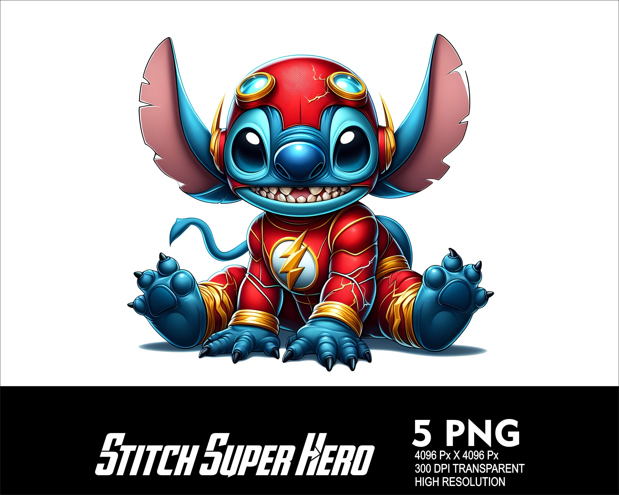 10 PNG Super Hero Bundle Stitch Splash and Watercolor Transparent PNG ...