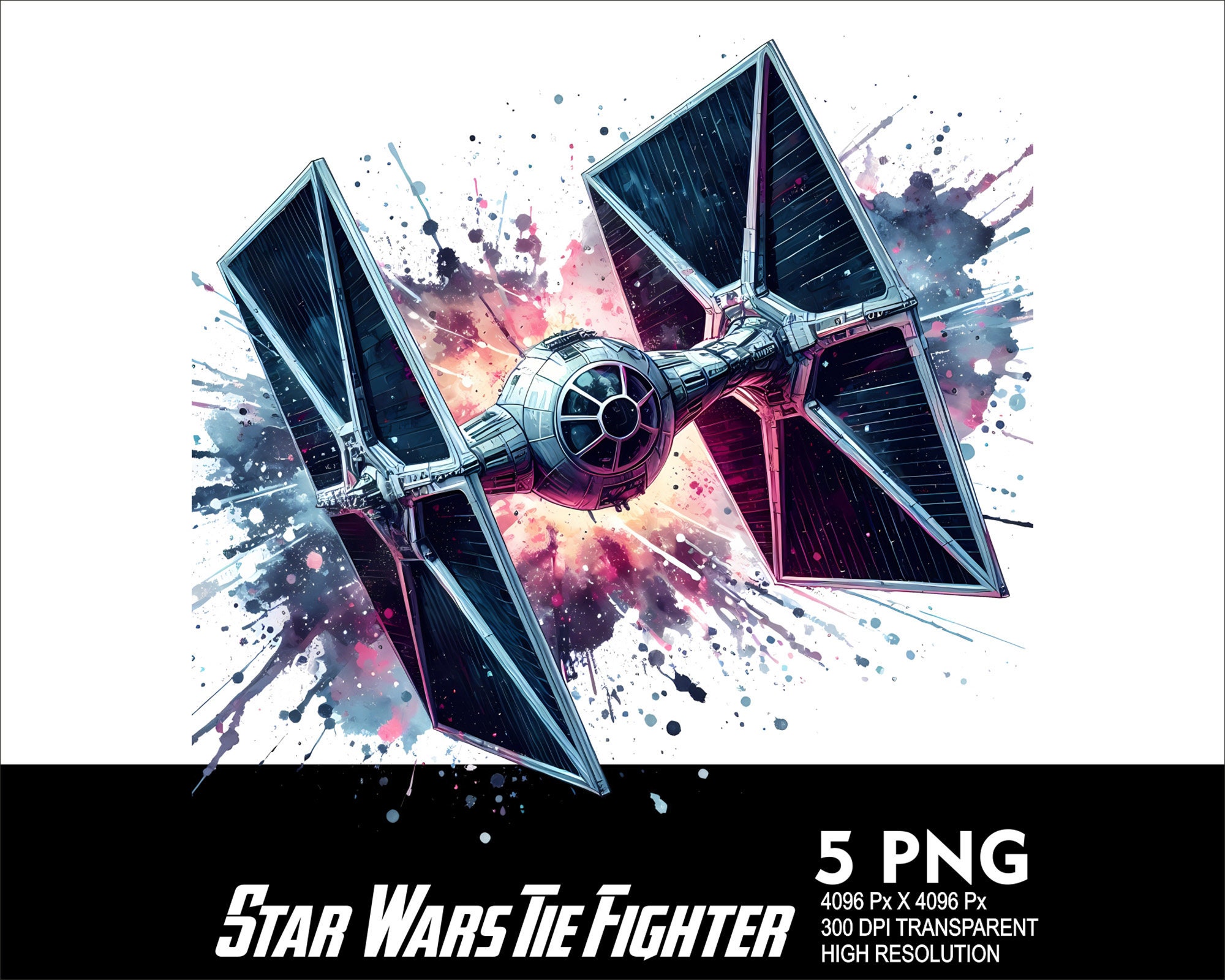 5 PNG Starwars Tie Fighter Splash and Watercolor Transparent Png File ...