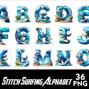 Stitch is Surfing Alphabet Stitch Font PNG Hawaii Surf Font and Numbers ...