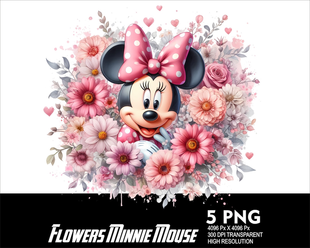 5 PNG Mouse Girl Flowers Splash and Watercolor Transparent Png File for ...