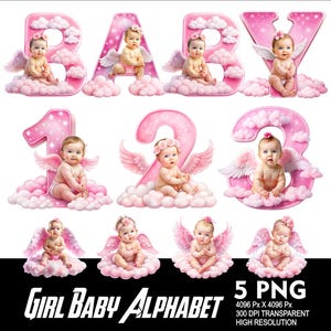 Baby Alphabet Pink Baby Font PNG Party Letters and Numbers for ...