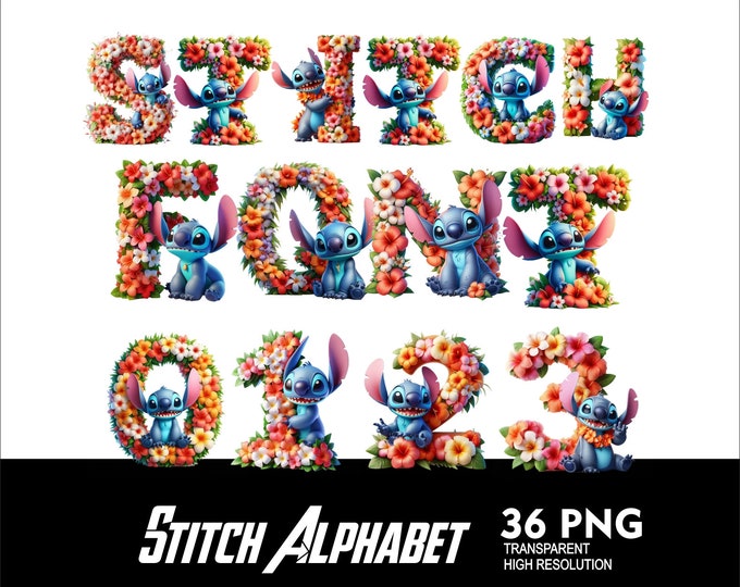 Cartoon Lilo Stitch Alphabet PNG Letters Design Stitch Letters Png Baby ...