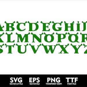 Cartoon Shrek Alphabet Shrek Font and SVG Clipart for Cricut Shrek ...