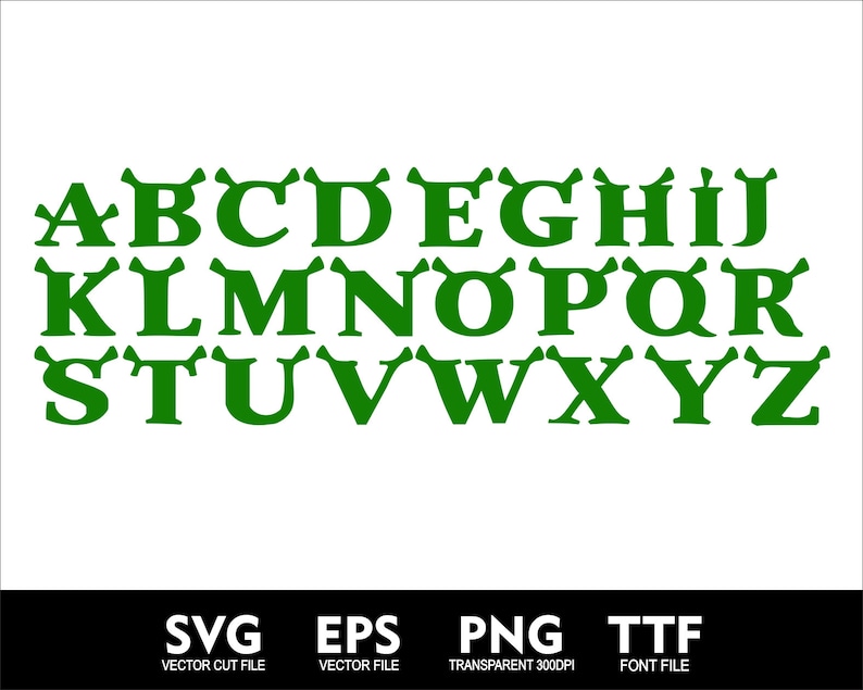 Cartoon Shrek Alphabet Shrek Font and SVG Clipart for Cricut Shrek ...