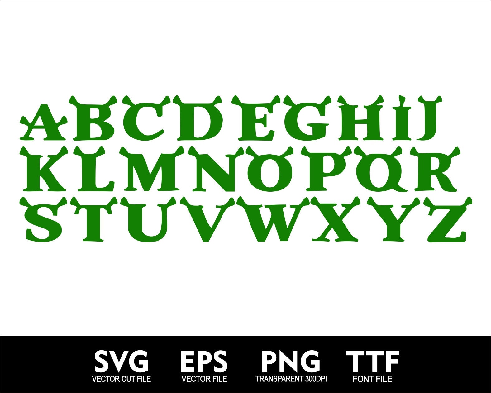 Cartoon Shrek Alphabet Shrek Font and SVG Clipart for Cricut Shrek ...