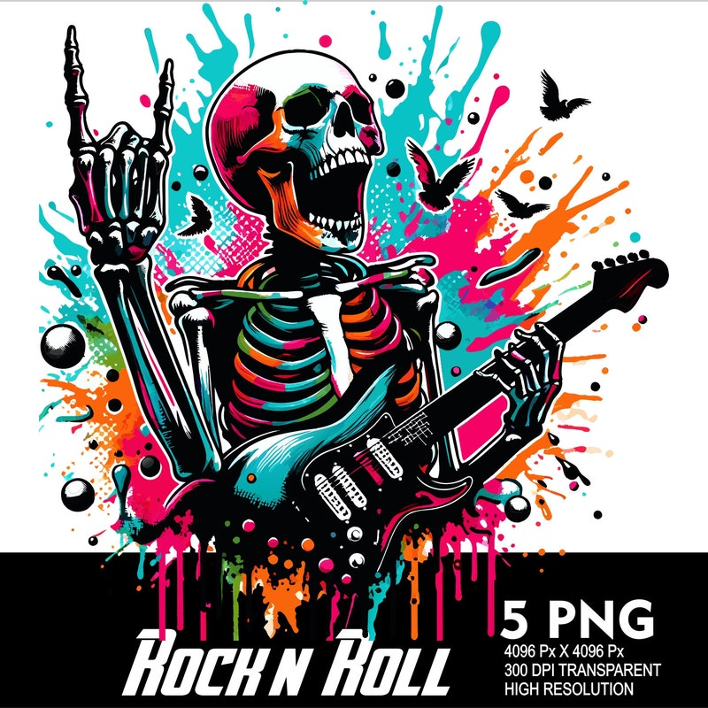 Rock and Roll Skull - Etsy