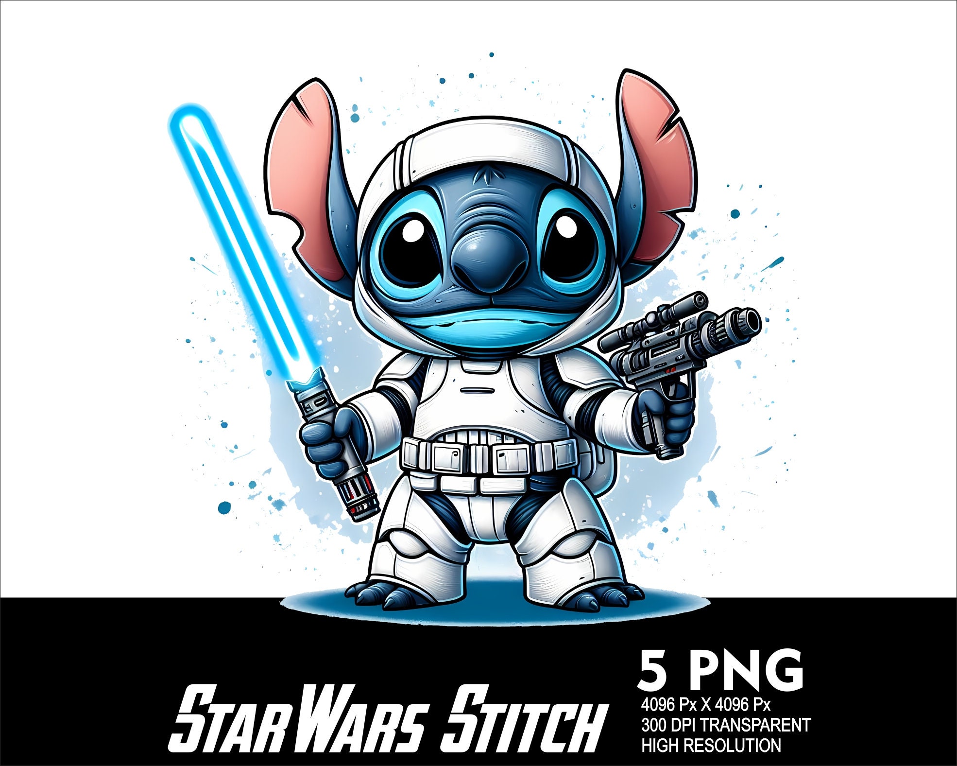 5 PNG Starwars Jedi Stitch Splash and Watercolor Transparent PNG File ...