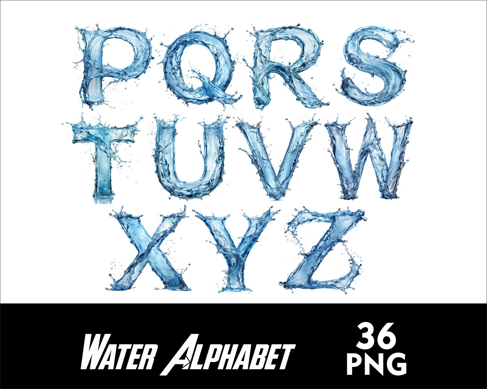 Water Alphabet Splash Ocean Font Sea Letter Transparent PNG Alphabet ...