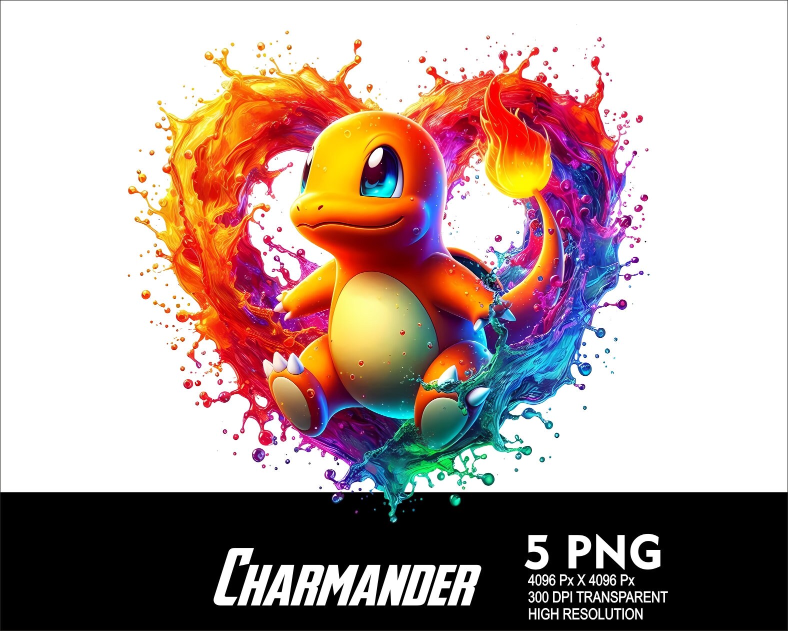5 PNG Charmander Splash and Watercolor Transparent Png File for ...