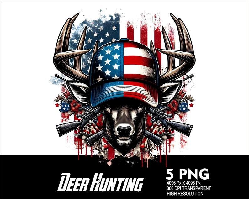 5 PNG Deer Hunting American Flag Splash Transparent PNG File for ...
