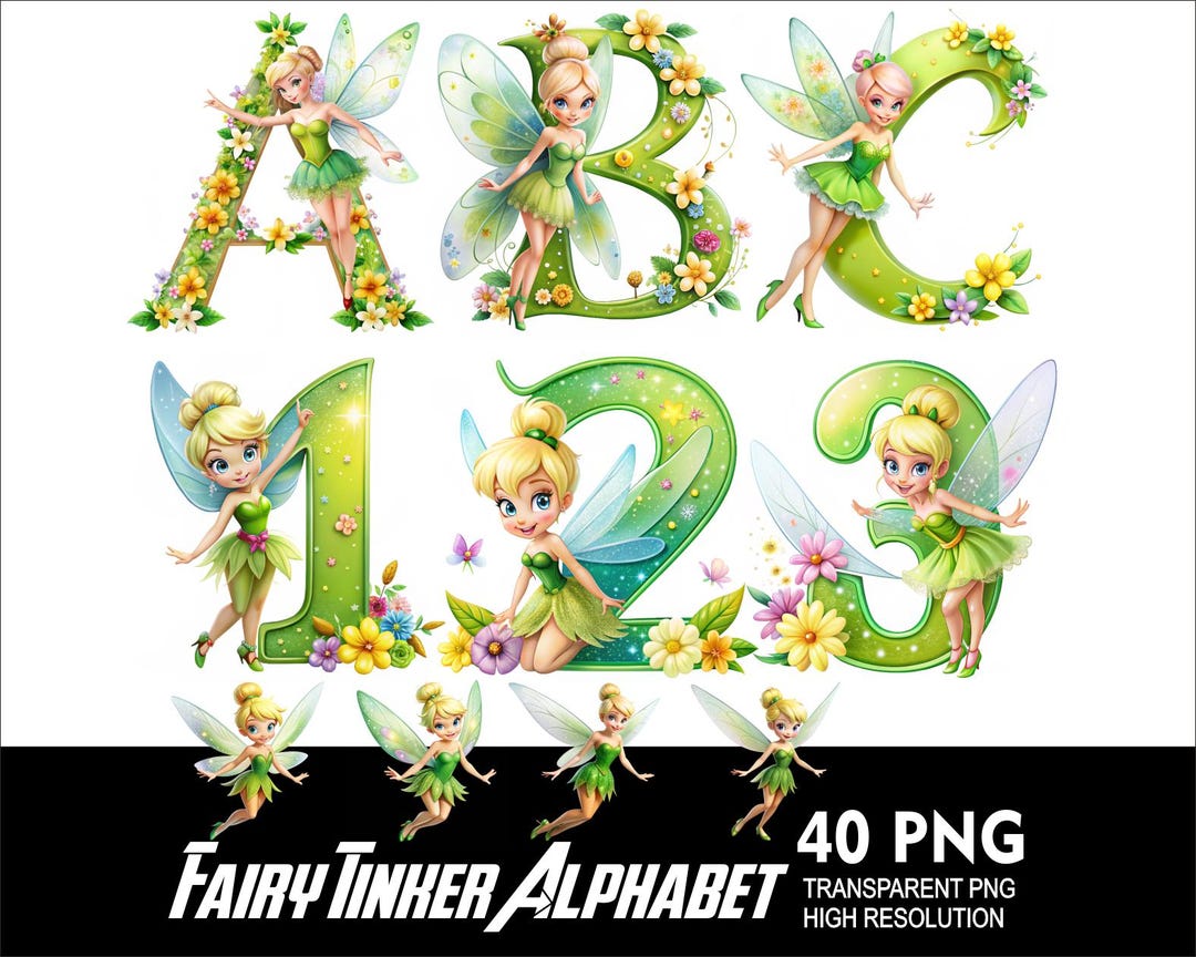 Fairy Tinker Alphabet Tinker Fairy Font PNG Girl Party Letters and ...