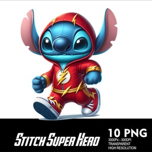 10 PNG Super Hero Bundle Stitch Splash and Watercolor Transparent PNG ...