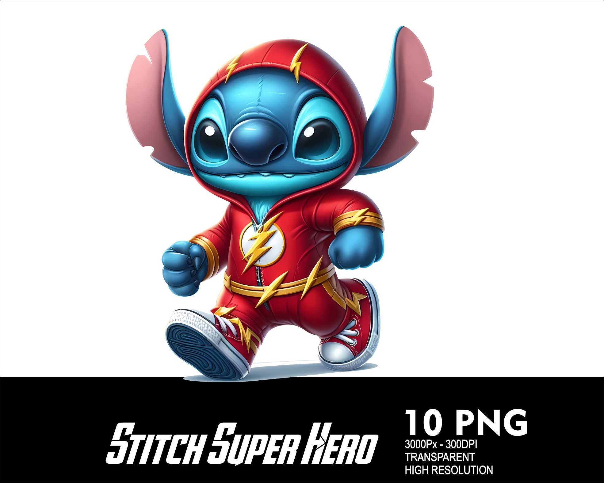 10 PNG Super Hero Bundle Stitch Splash and Watercolor Transparent PNG ...