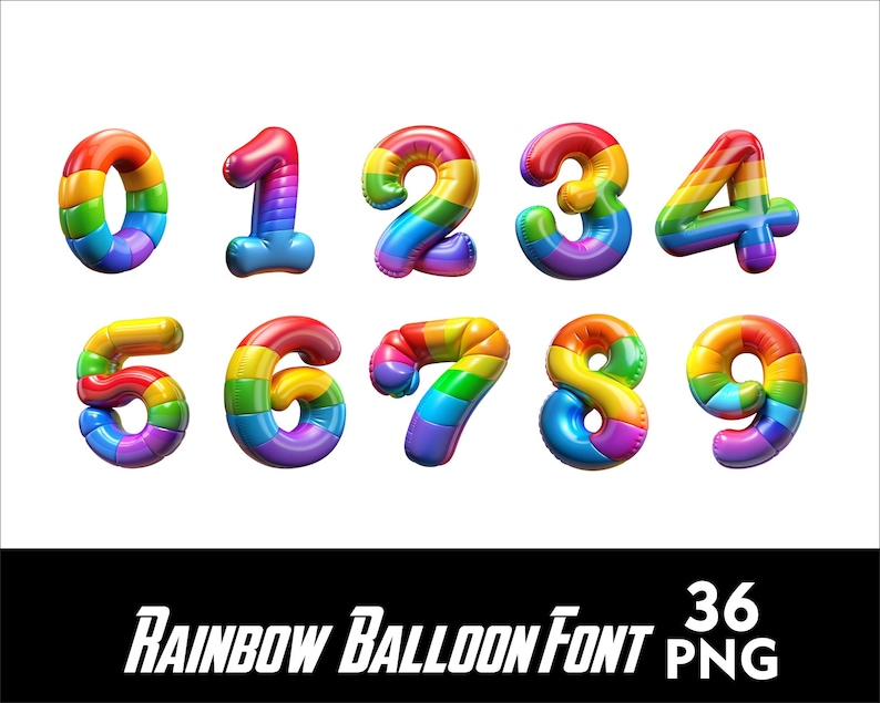 Rainbow Balloon Alphabet Party Font PNG Letters Rainbow Letters and ...