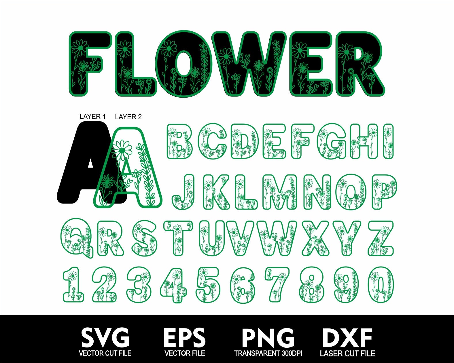 3D Wild Flower Alphabet Birthday Letters Flowers Alphabet Layered Font ...