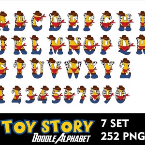 Toy Story Alphabet Letter 7 Set Bundle Toys Story Doodle Font Png ...