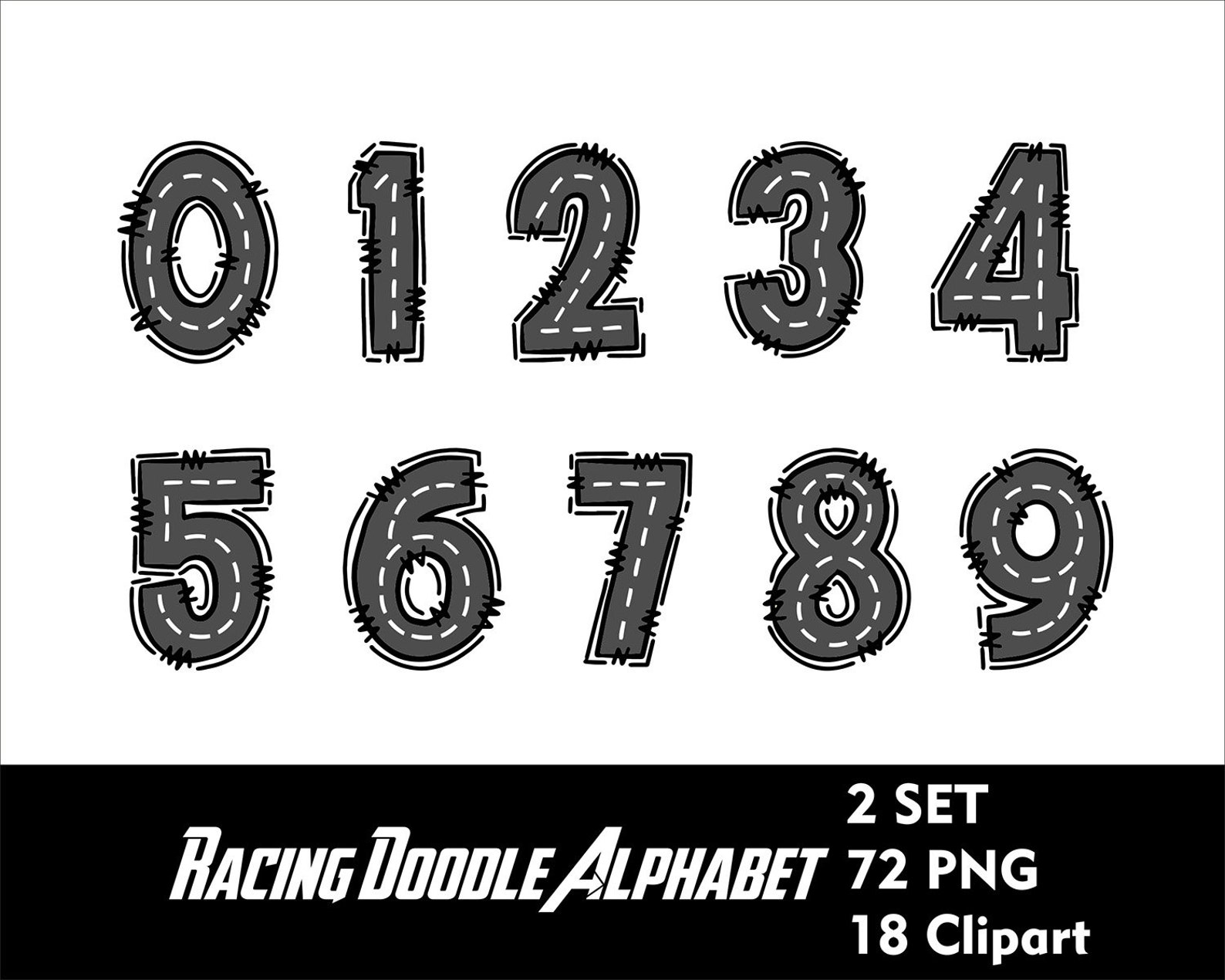 Racing Checkered Alphabet Race Track Alphabet Road Numbers Letters Race ...