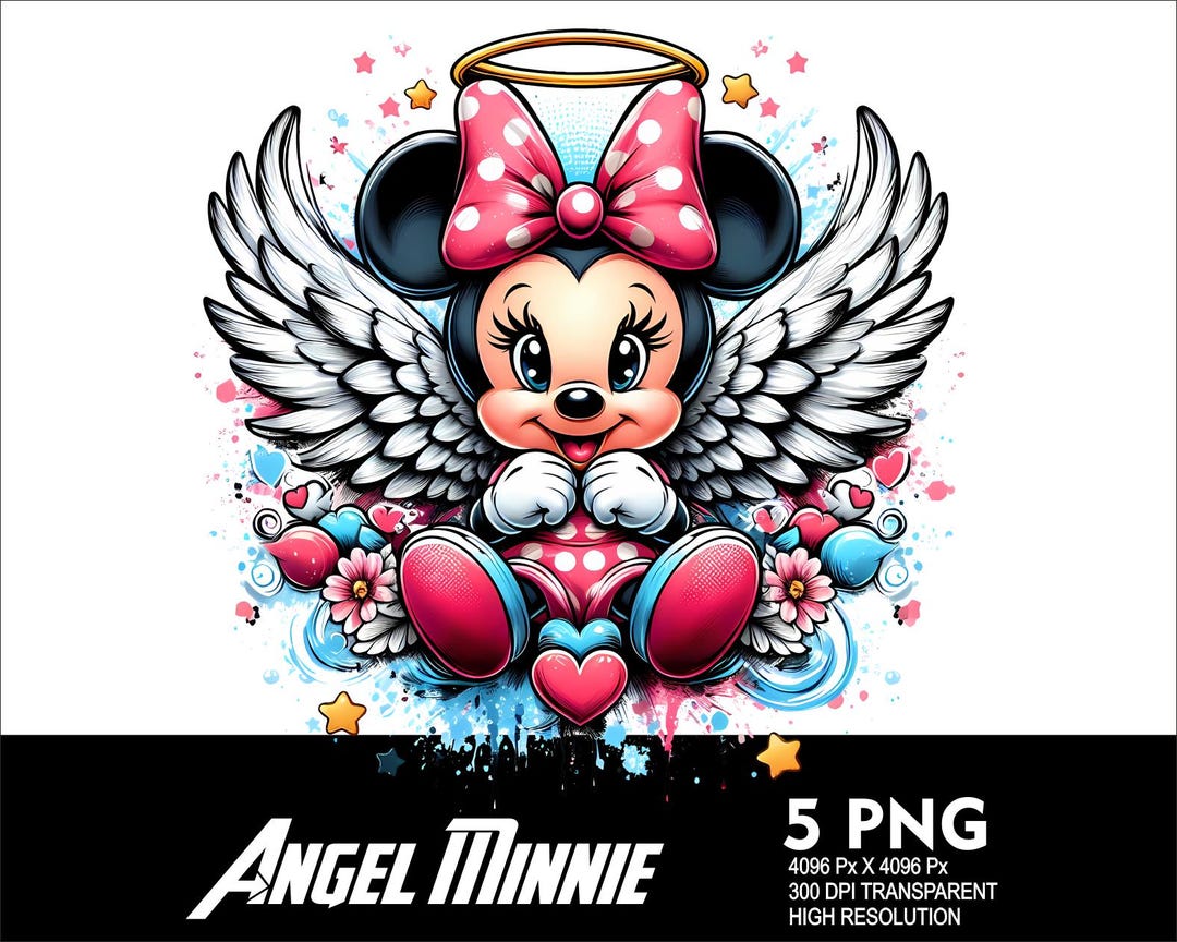 5 PNG Angel Minnie Baby Mouse Girl Splash and Watercolor Transparent ...
