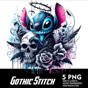 5 PNG Gothic Stitch PNG Dark Stitch Design Splash and Watercolor ...