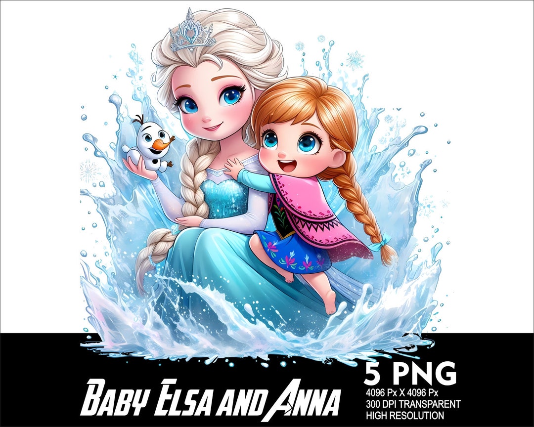 5 PNG Baby Princess Elsa and Anna Splash Transparent PNG File for ...
