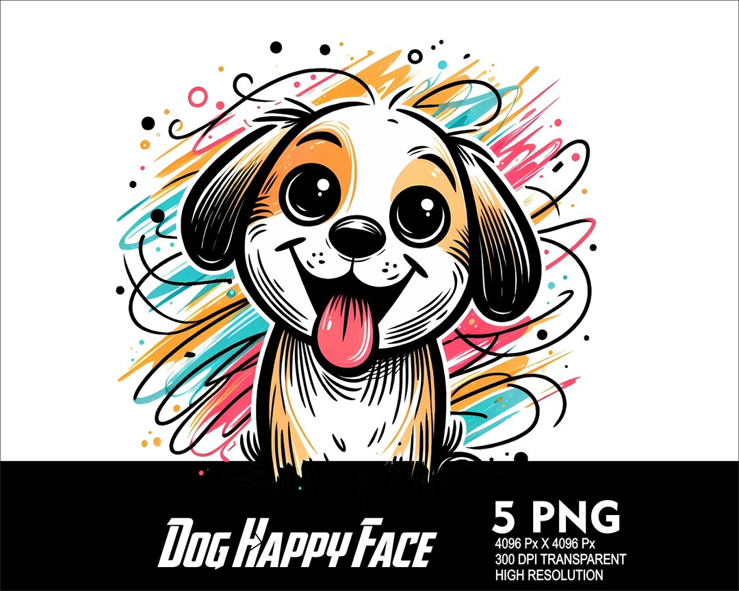 5 PNG Happy Face Dog Splash Transparent PNG File for Sublimation 300dpi ...