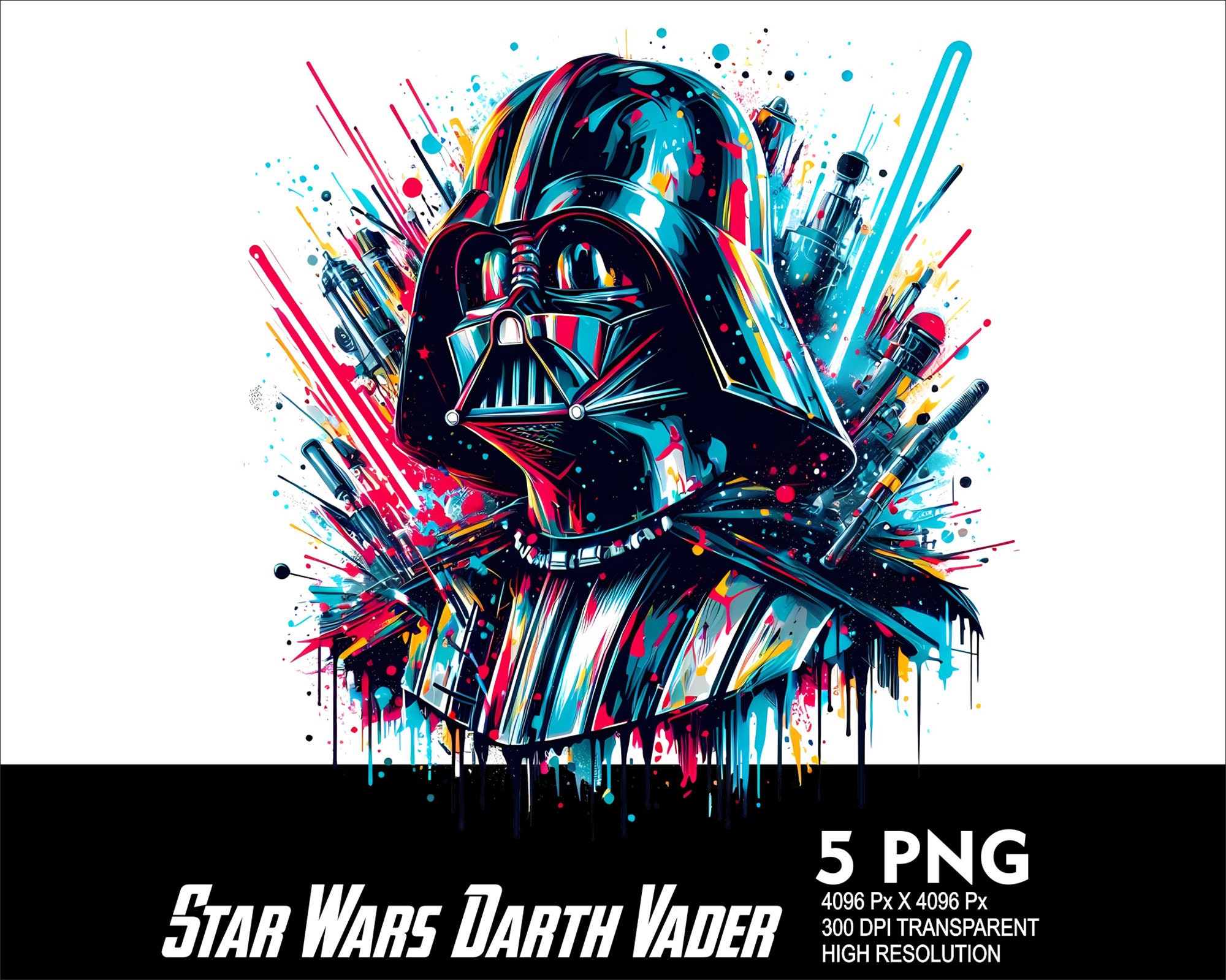 5 PNG Starwars Darth Vader Jedi Splash and Watercolor Transparent Png ...