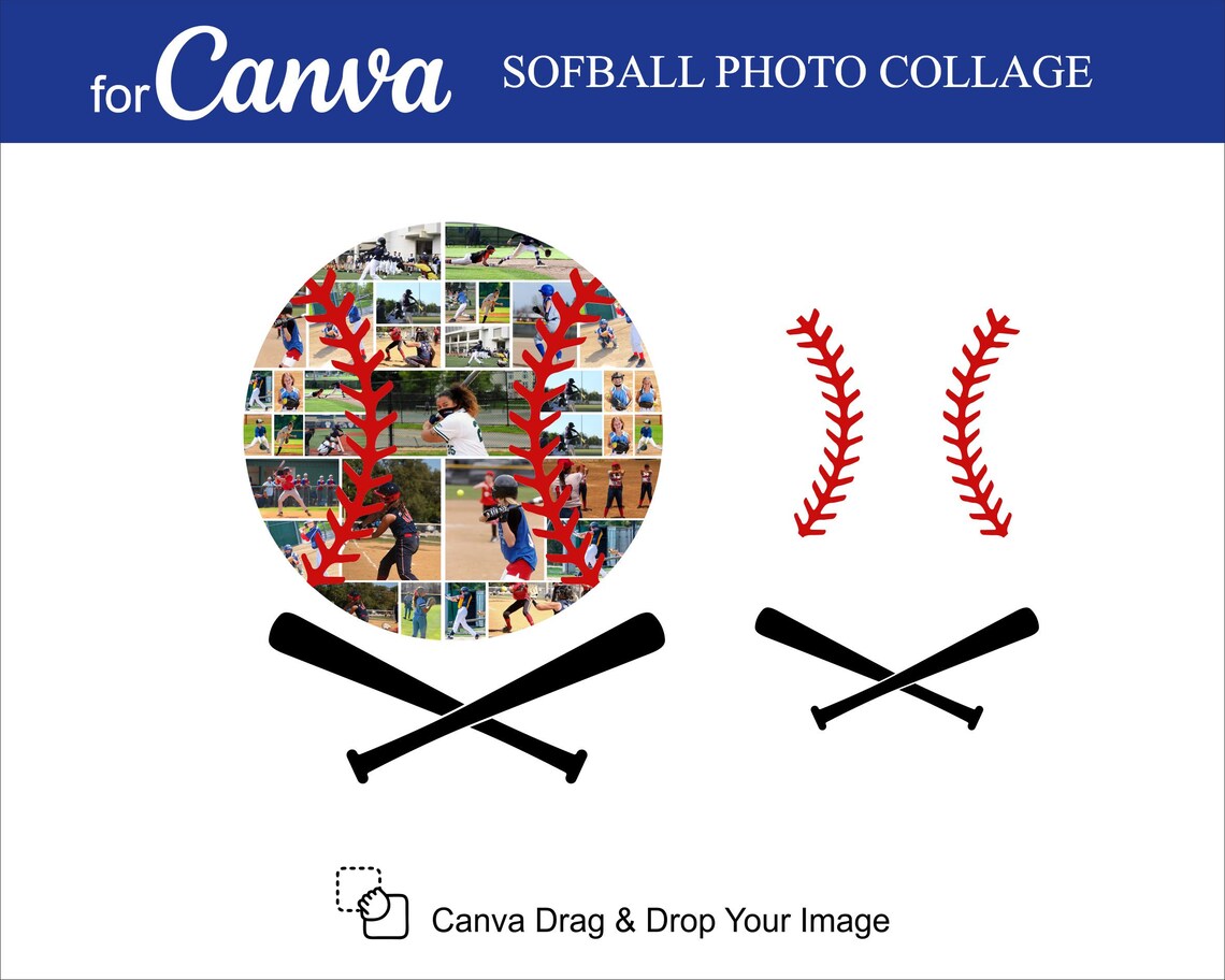 Softball Photo Collage 3 and 35 Pcs Inside Photo Collage Canva Sport ...