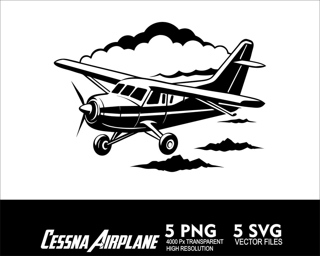 Airplane Cessna Linocut Draw 5 PNG 5SVG Design Transparent PNG File for ...