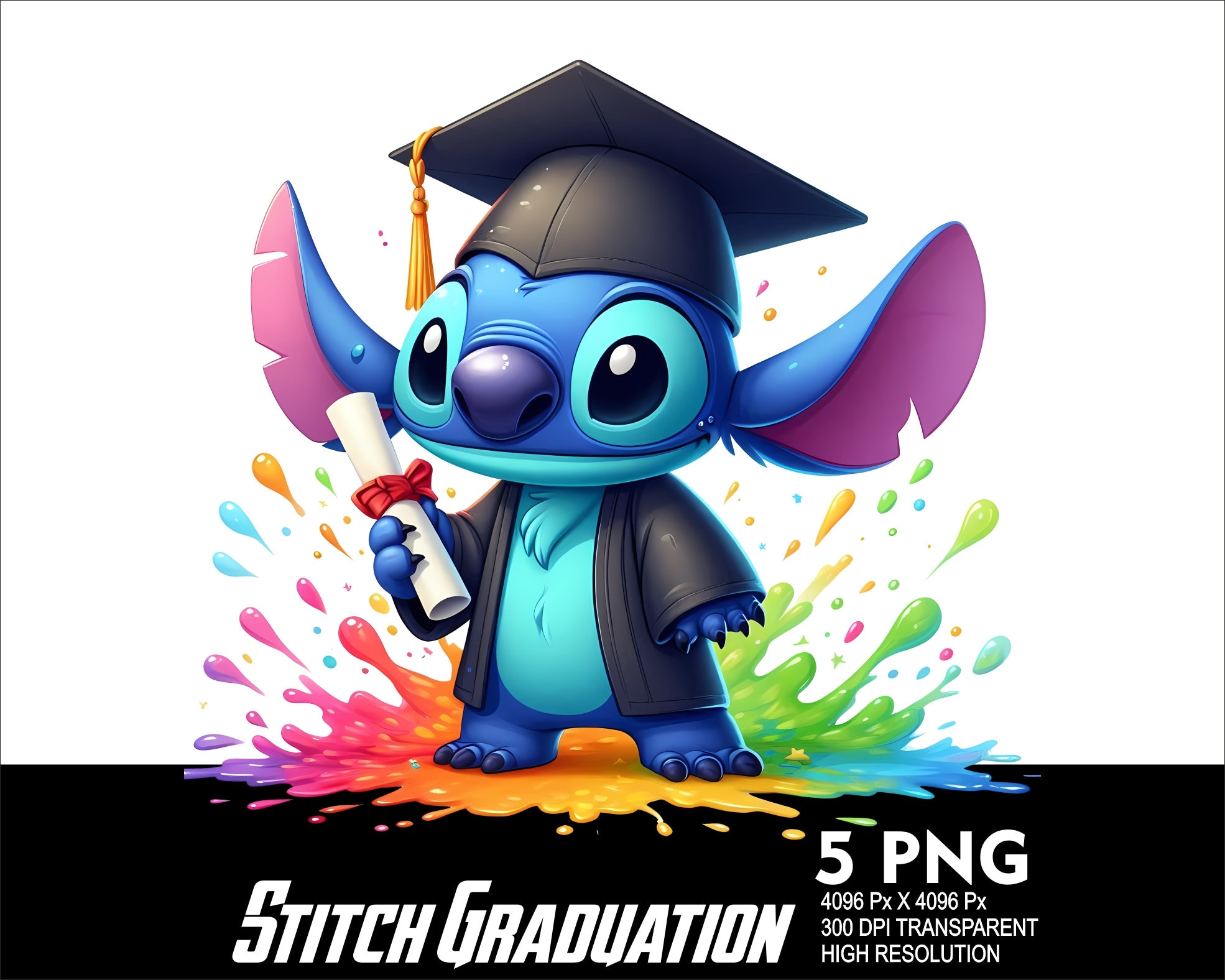 5 PNG Stitch Graduation Splash and Watercolor Transparent PNG File for ...